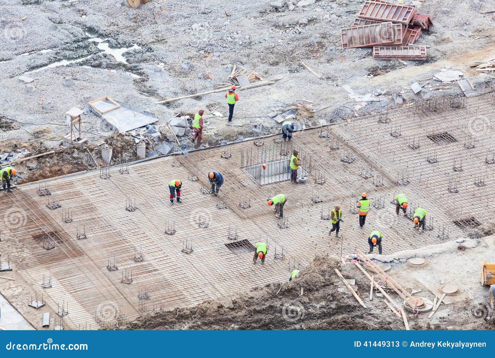 Foundation with Working People Stock Image - Image of backfill, ditch ...