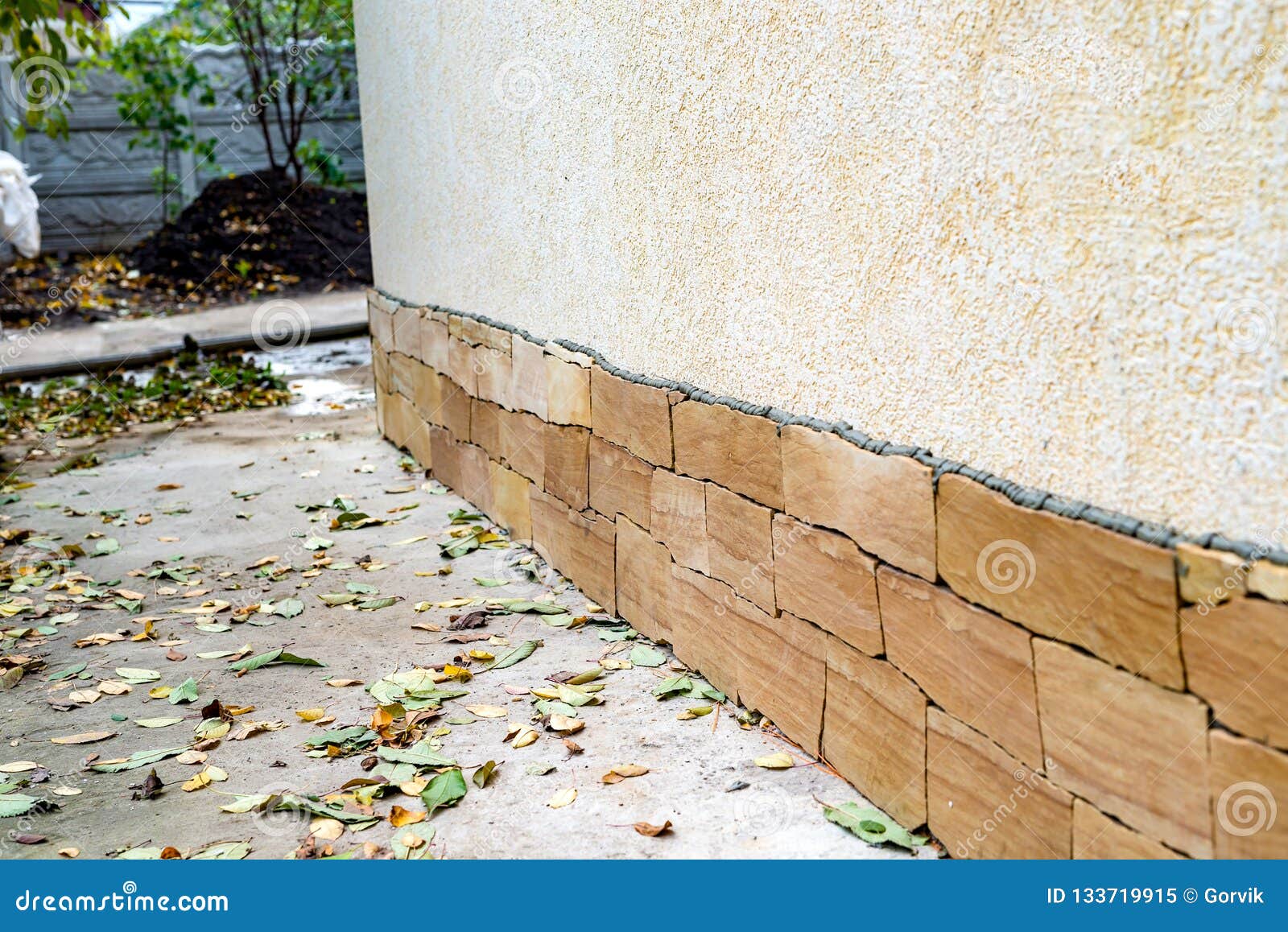 Foundation of Yellow Sandstone Stock Image - Image of restoration ...