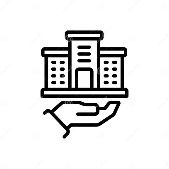Black Line Icon for Founded, Building and Apartment Stock Illustration ...