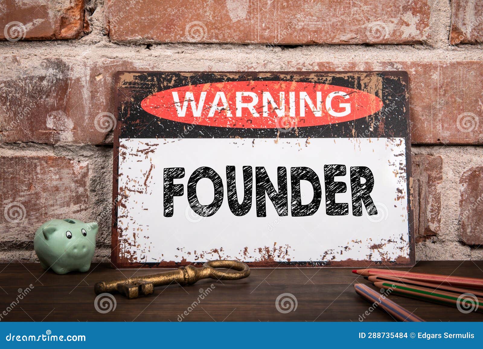 Founder. Warning Sign with Text on Wooden Office Desk Stock Photo ...