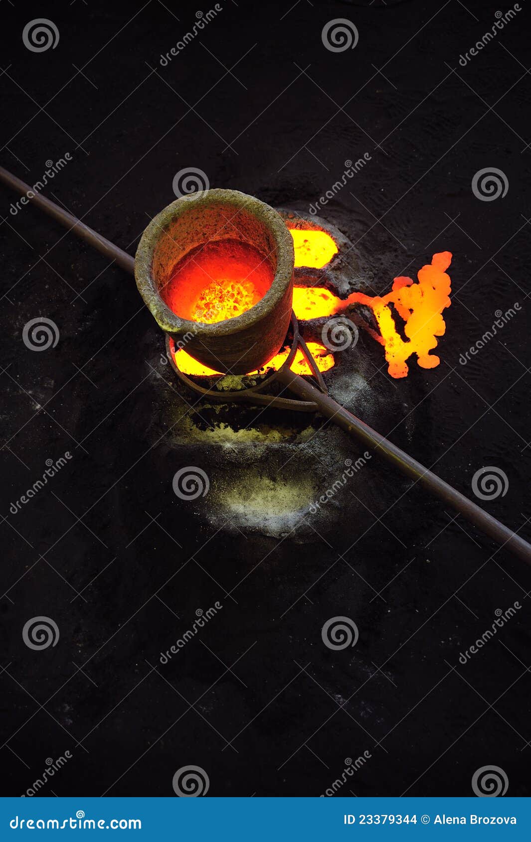 Foundry - Molten Metal in Crucible Standing on Mou Stock Photo - Image ...