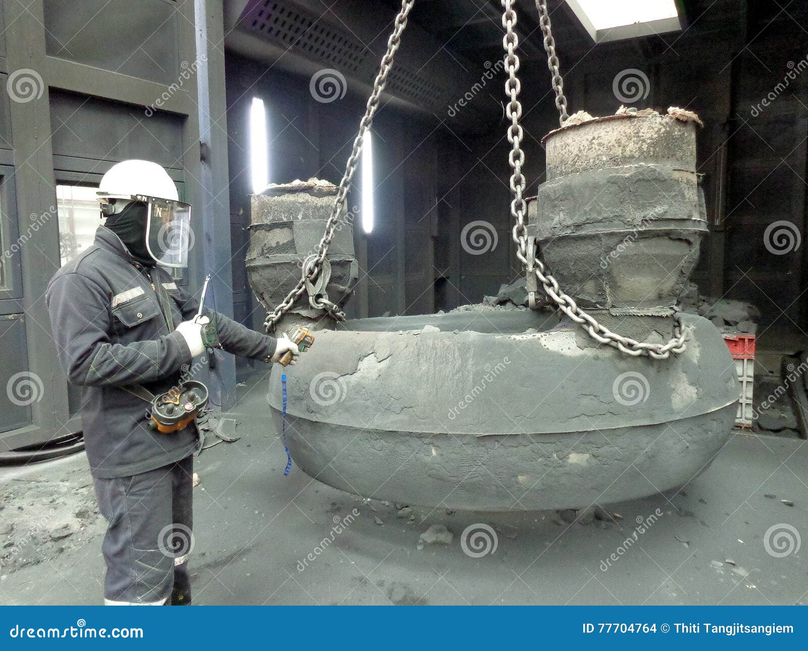 Foundry, Worker operating stock photo. Image of containers - 77704764