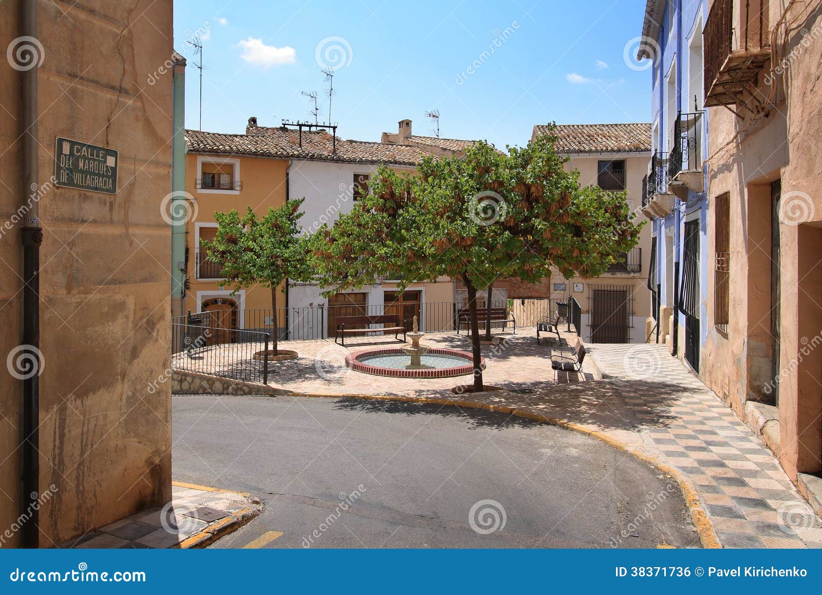 Fountain in Biar Town, Alicante Spain. Stock Photo - Image of blue ...