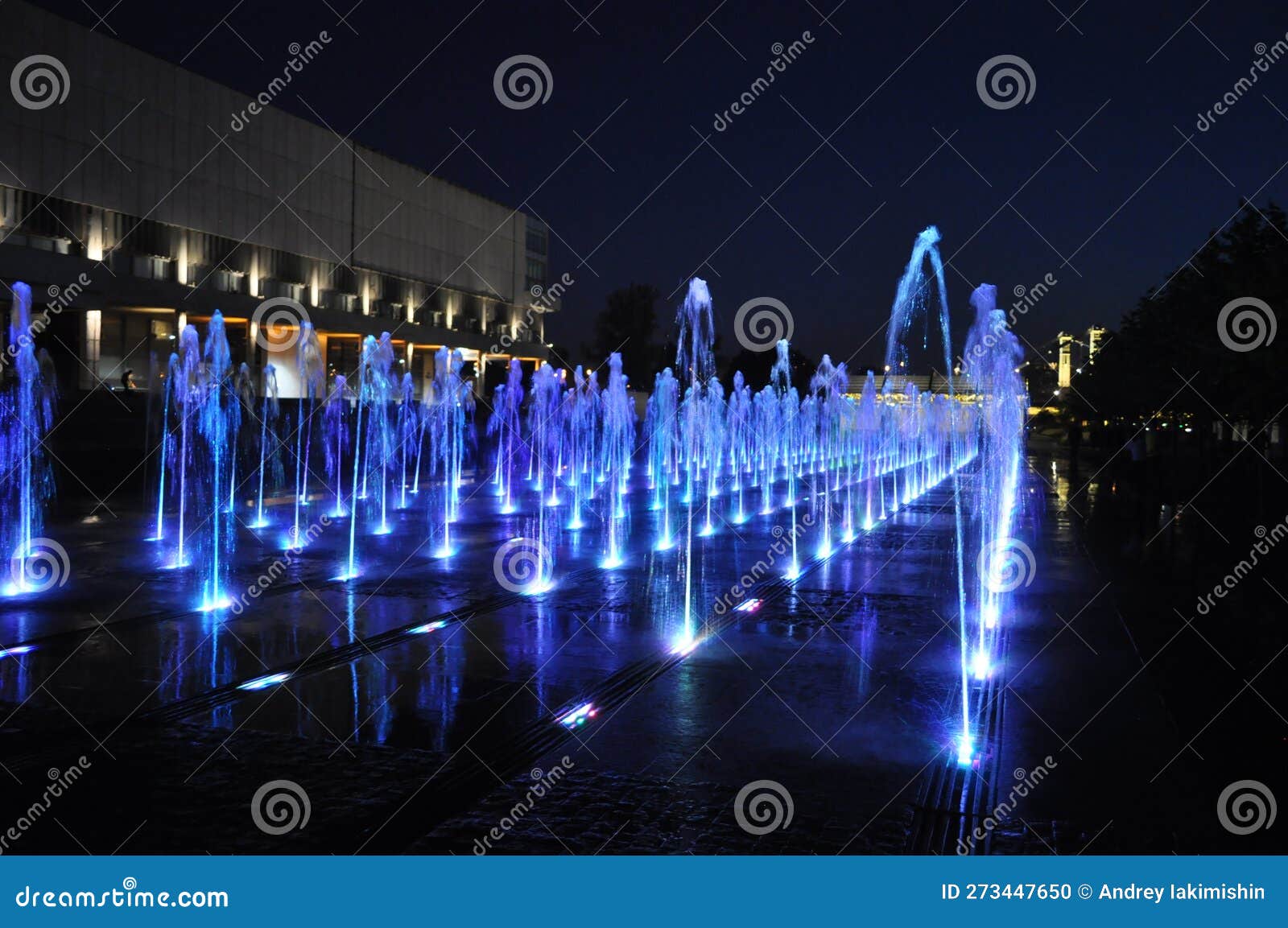 Fountain with Blue Color on the Square Stock Photo - Image of skyline ...