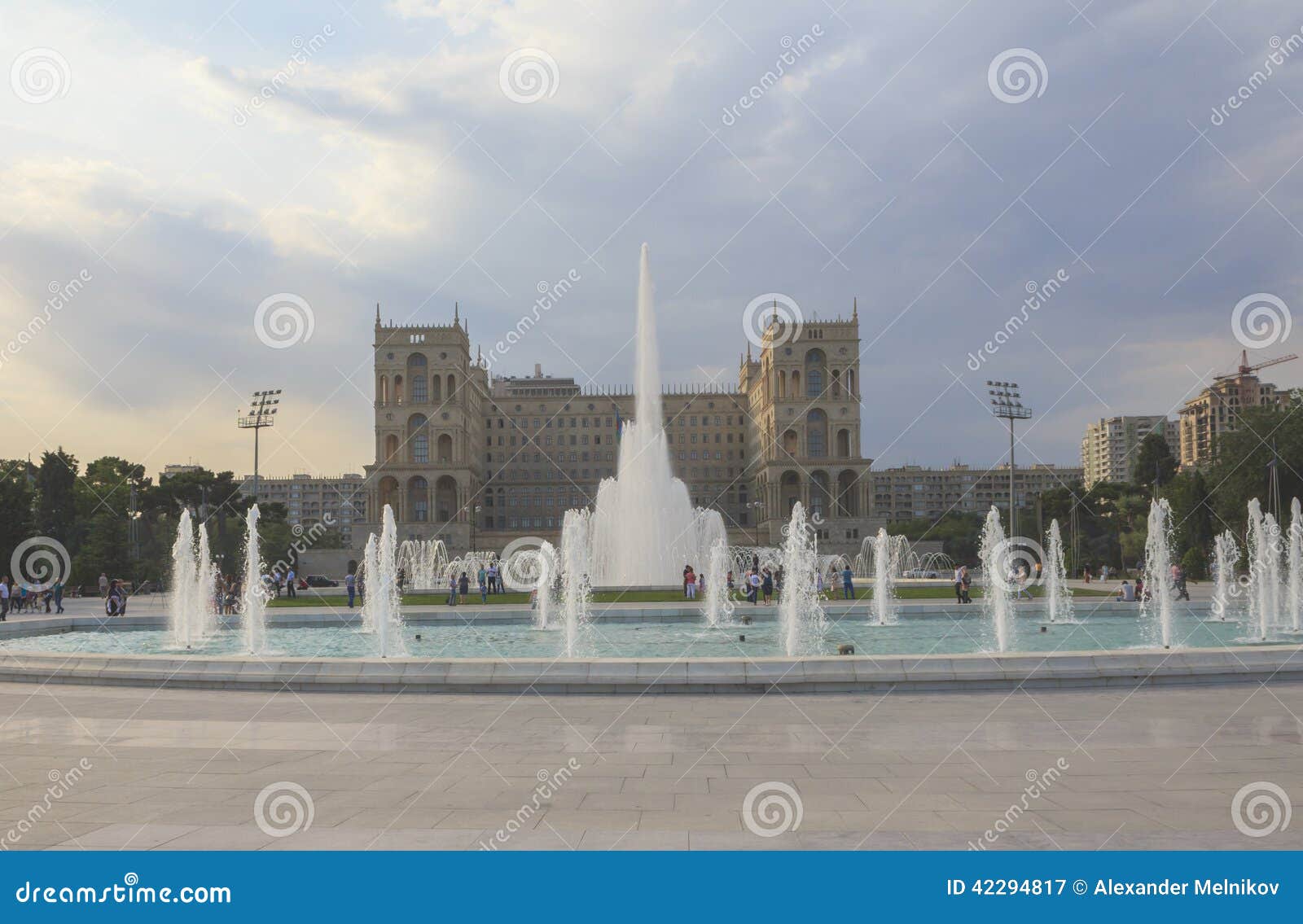 Fountain on the Boulevard in Baku Stock Image - Image of susnset, baku ...