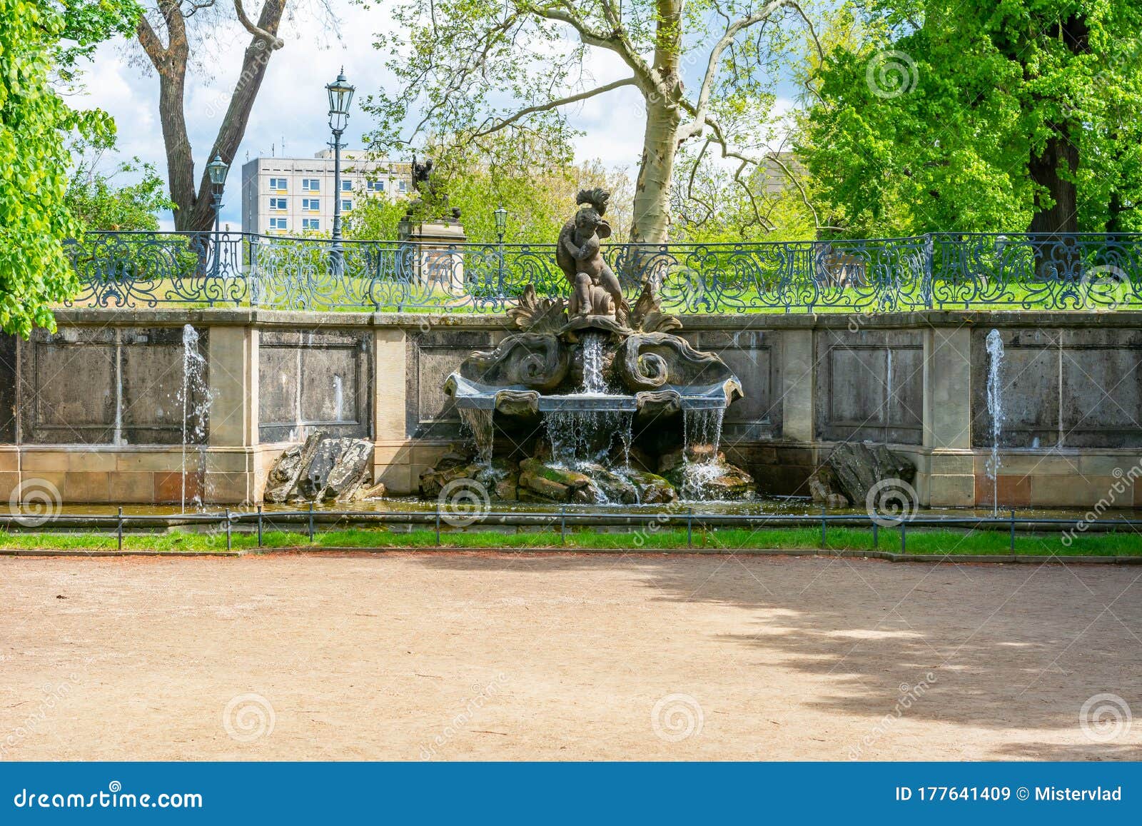 Fountain on Bruhl Terrace, Dresden, Germany Stock Image - Image of ...