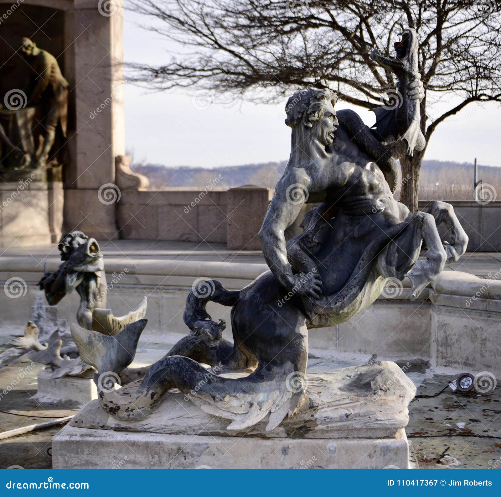 Fountain of the Centaurs editorial photography. Image of winter - 110417367