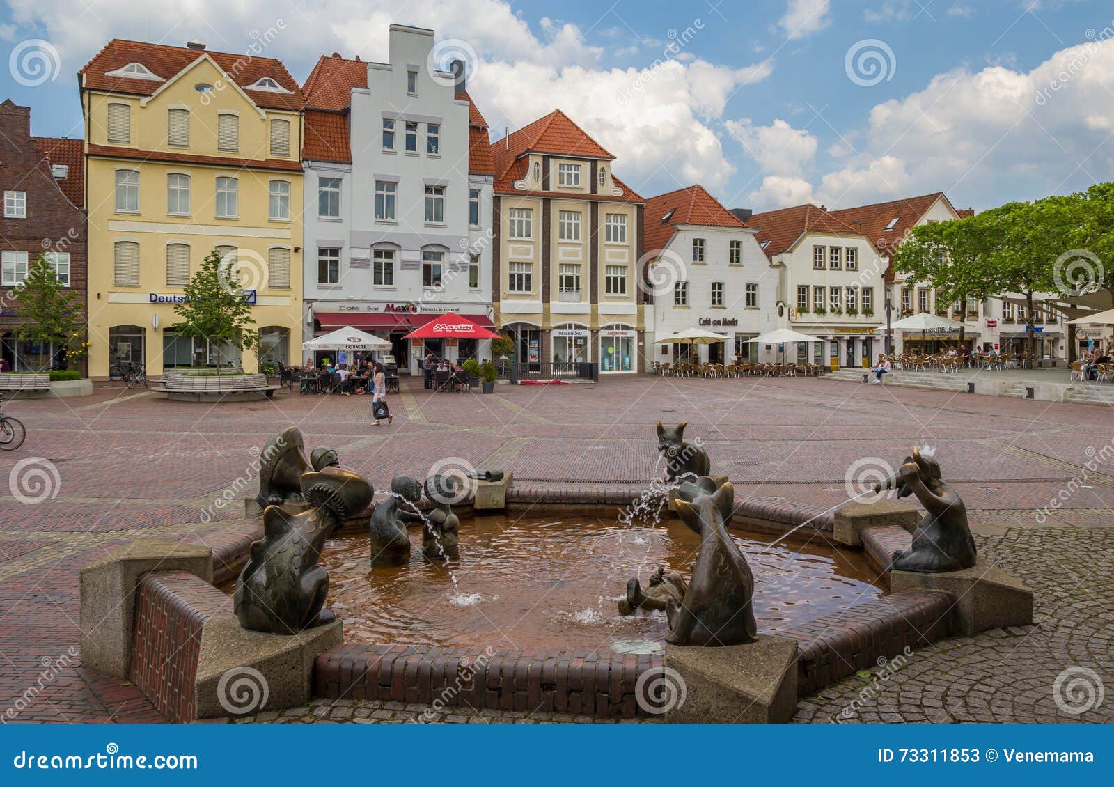 Fountain at the Central Market Square in Lingen Editorial Stock Photo ...