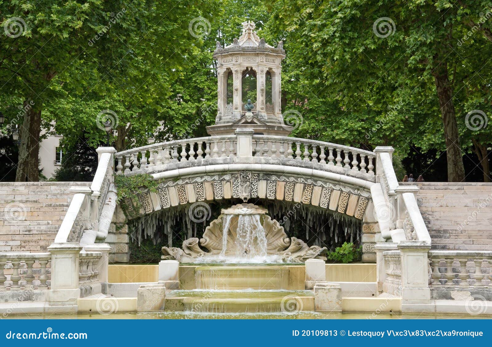 Fountain darcy stock image. Image of france, shell, tree - 20109813