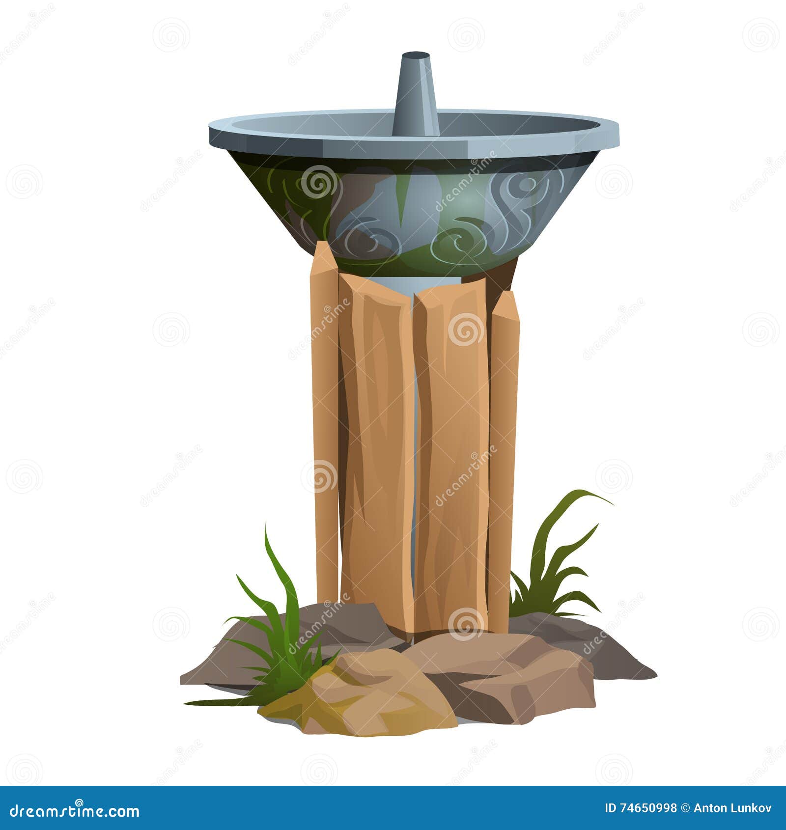 Fountain with Drinking Water Outdoors, Steel Bowl Stock Vector ...