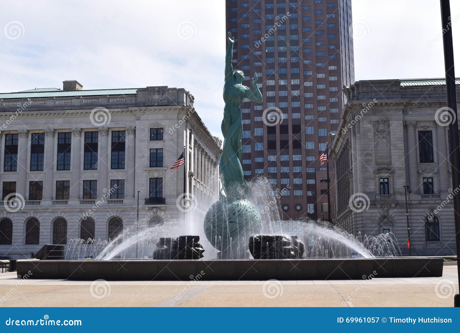 The Cleveland Mall Park And Fountain Of Eternal Life With Terminal ...