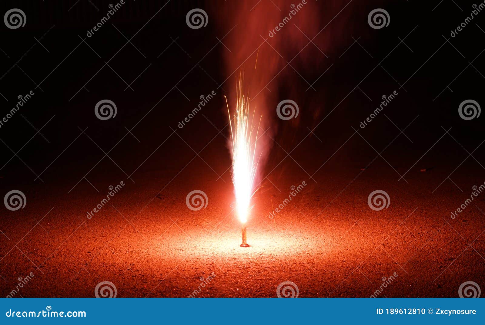 Fountain Firework Stream into Dark Night Stock Photo - Image of ...