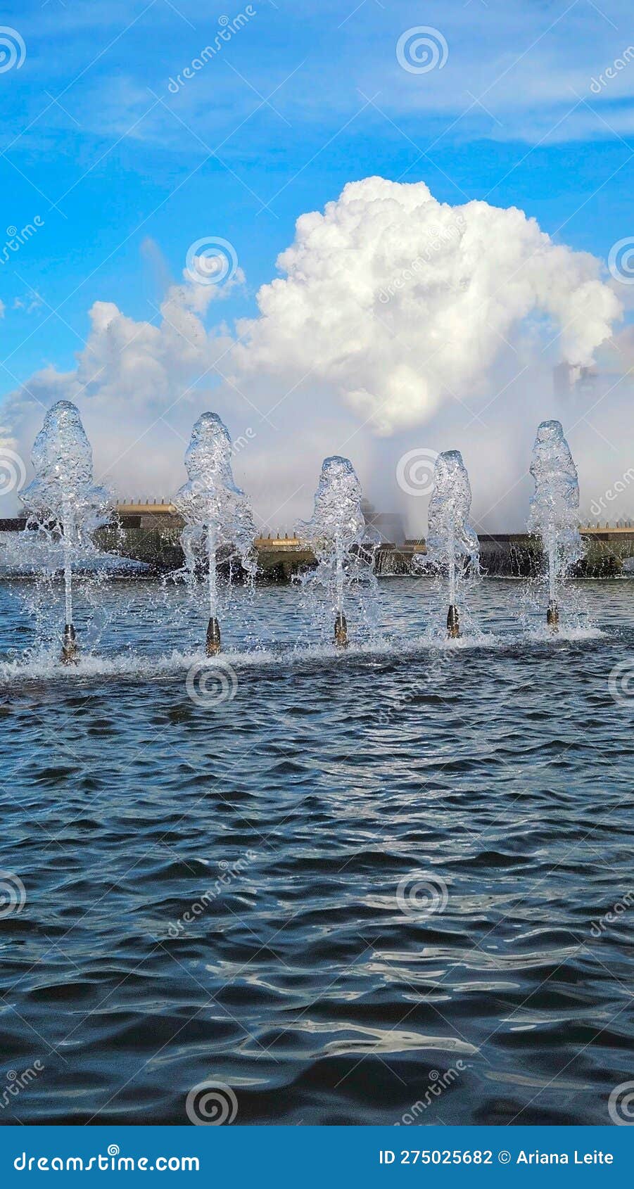 Fountain with five spouts stock photo. Image of spray - 275025682