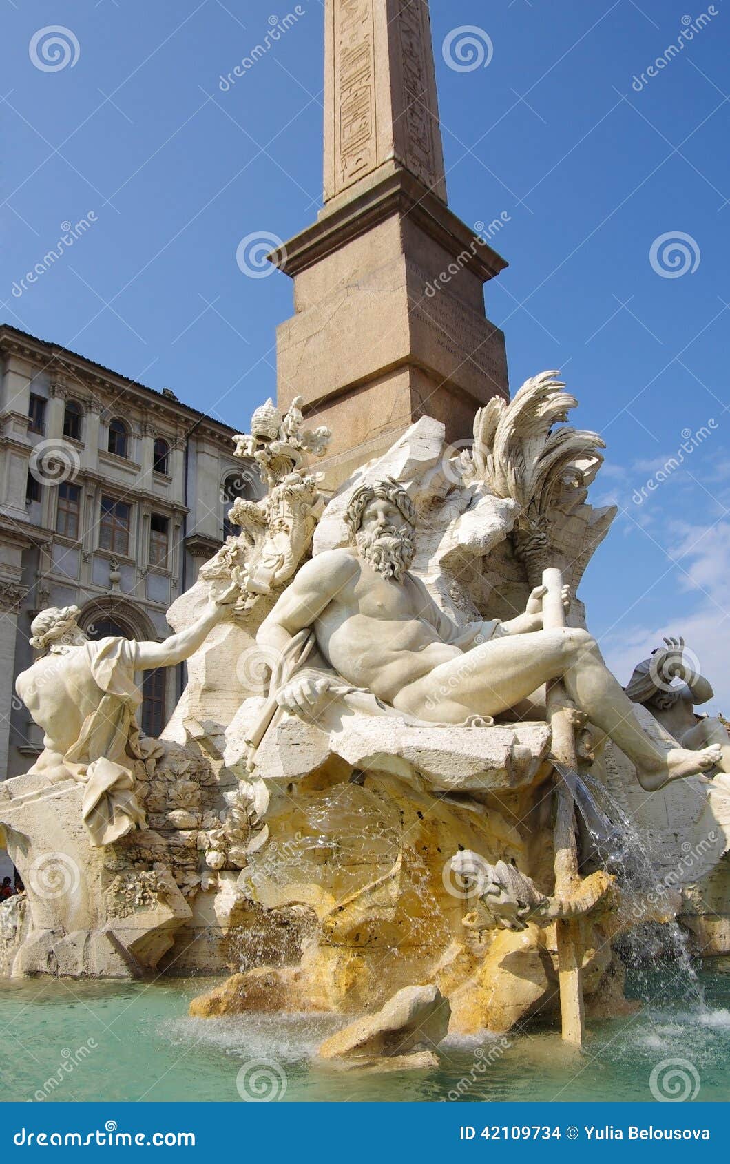 The Fountain of Four Rivers Stock Photo - Image of italian, antique ...