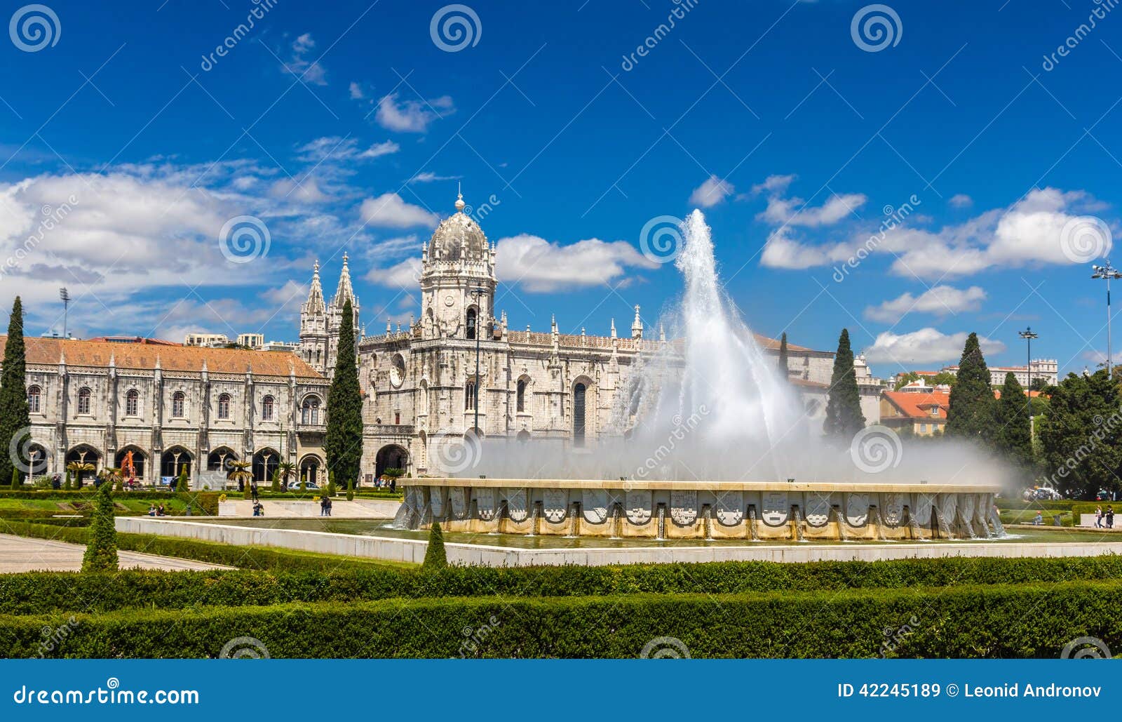 Fountain in Front of Jeronimos Monastery in Lisbon Stock Image - Image ...