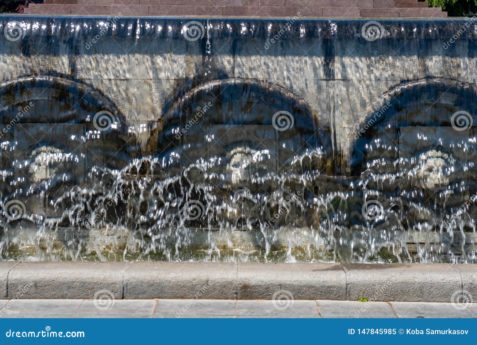 Fountain in Front of Statue Rustaveli, Tbilisi, Georgia Stock Image ...