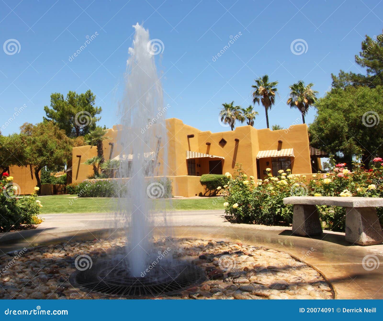 A Fountain at a Health Resort Stock Image - Image of guest, awnings ...