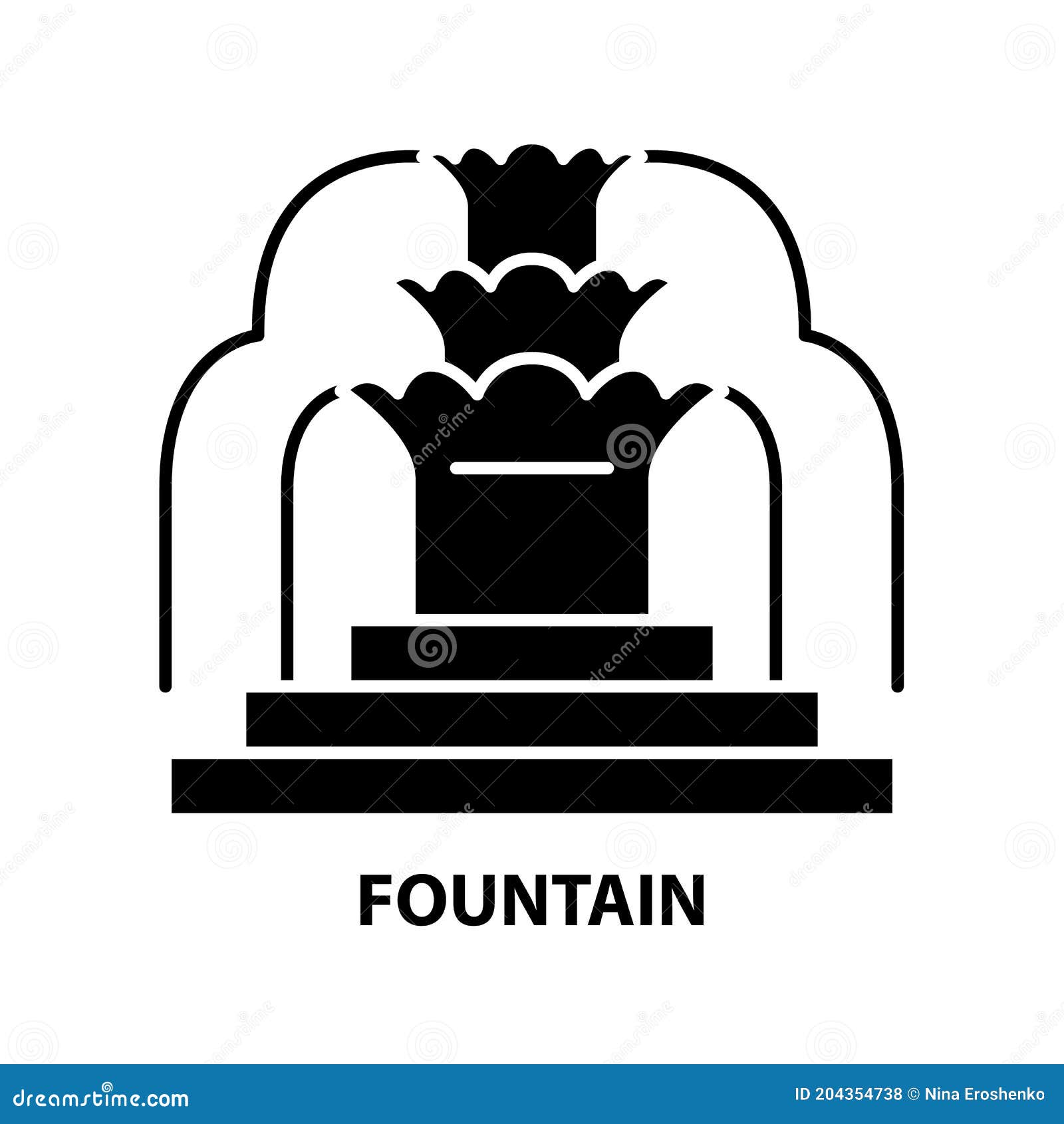 Fountain Icon, Black Vector Sign with Editable Strokes, Concept ...
