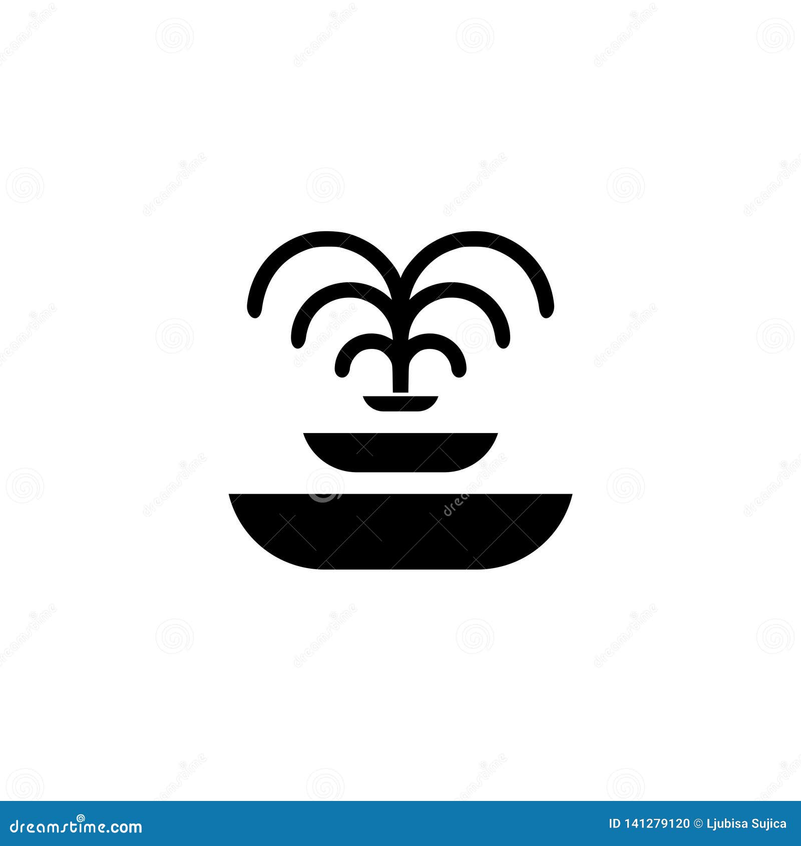 Fountain Icon, Vector Illustration Fountain With Water Splash Royalty ...