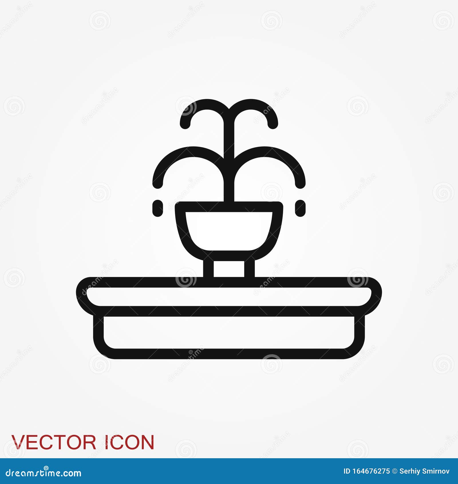 Fountain Icon, Vector Illustration Fountain with Water Splash Stock ...