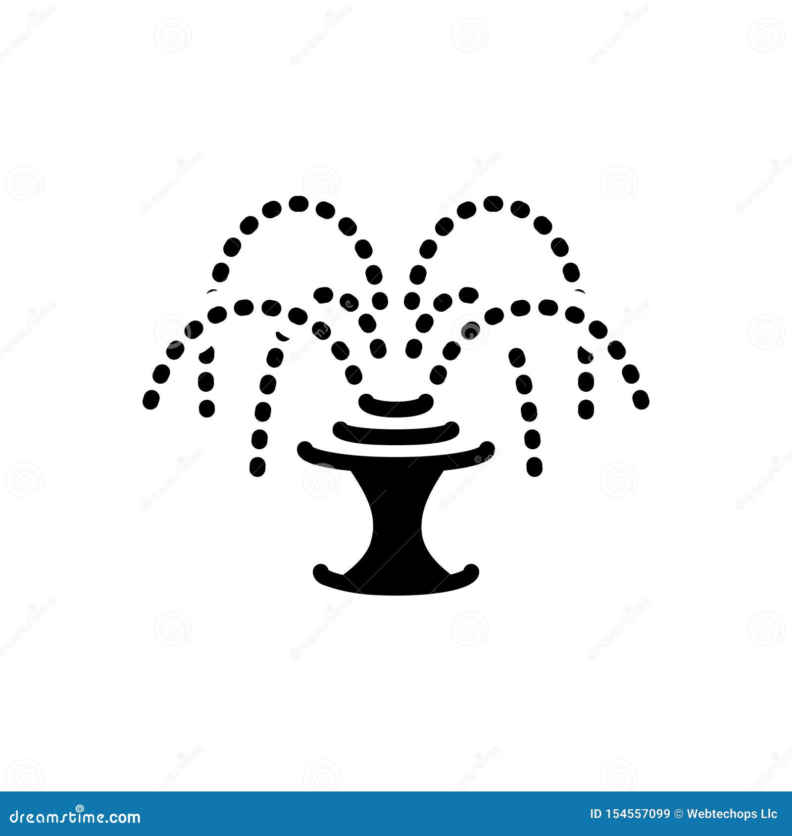 Black Solid Icon for Fountain, Waterfall and Realistic Stock Vector ...