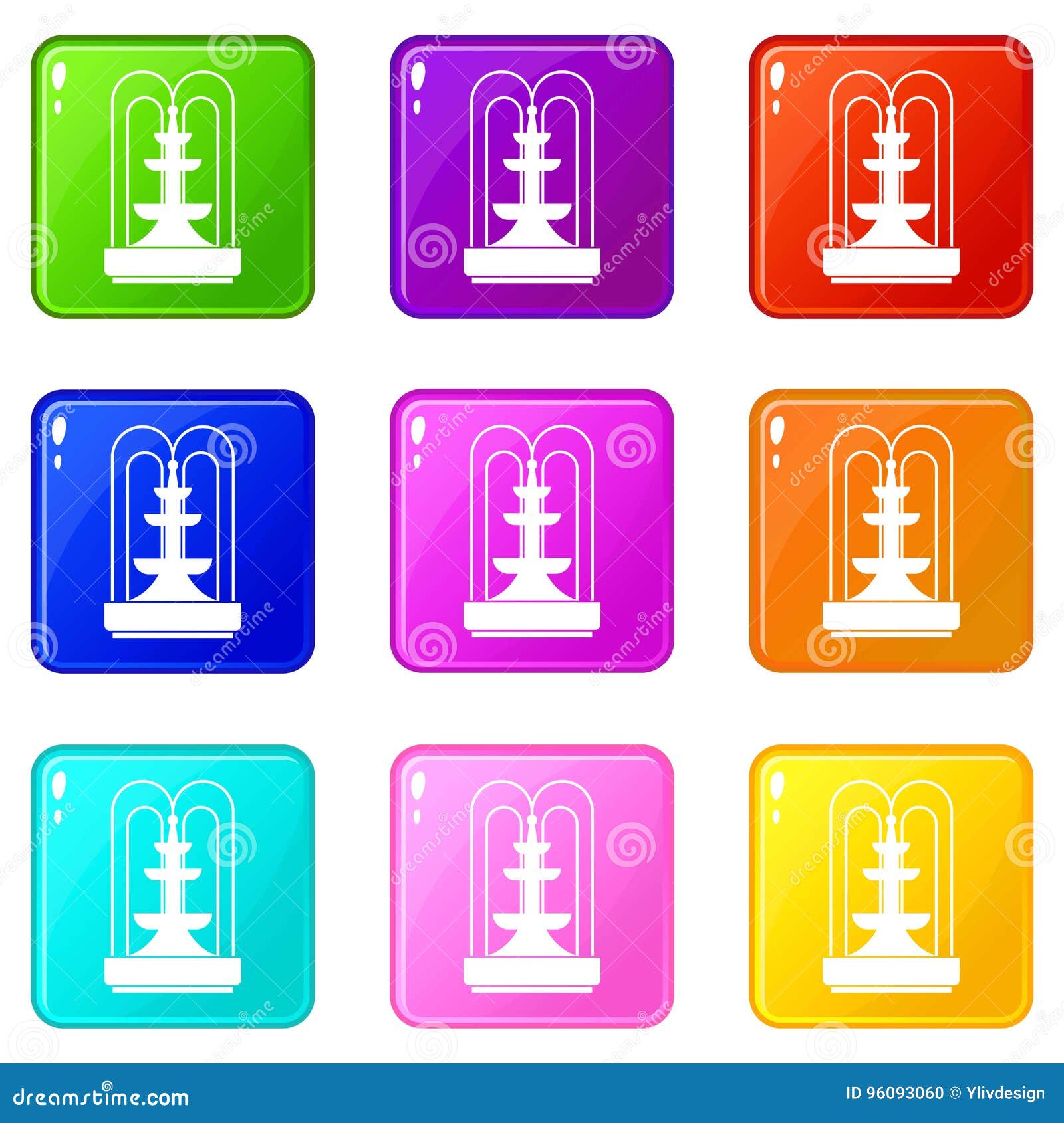 Fountain icons 9 set stock vector. Illustration of liquid - 96093060