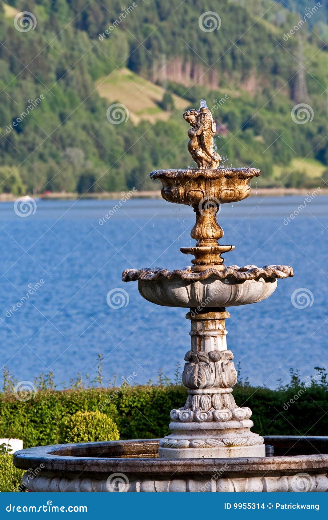 Fountain by the lake stock photo. Image of nature, european - 9955314