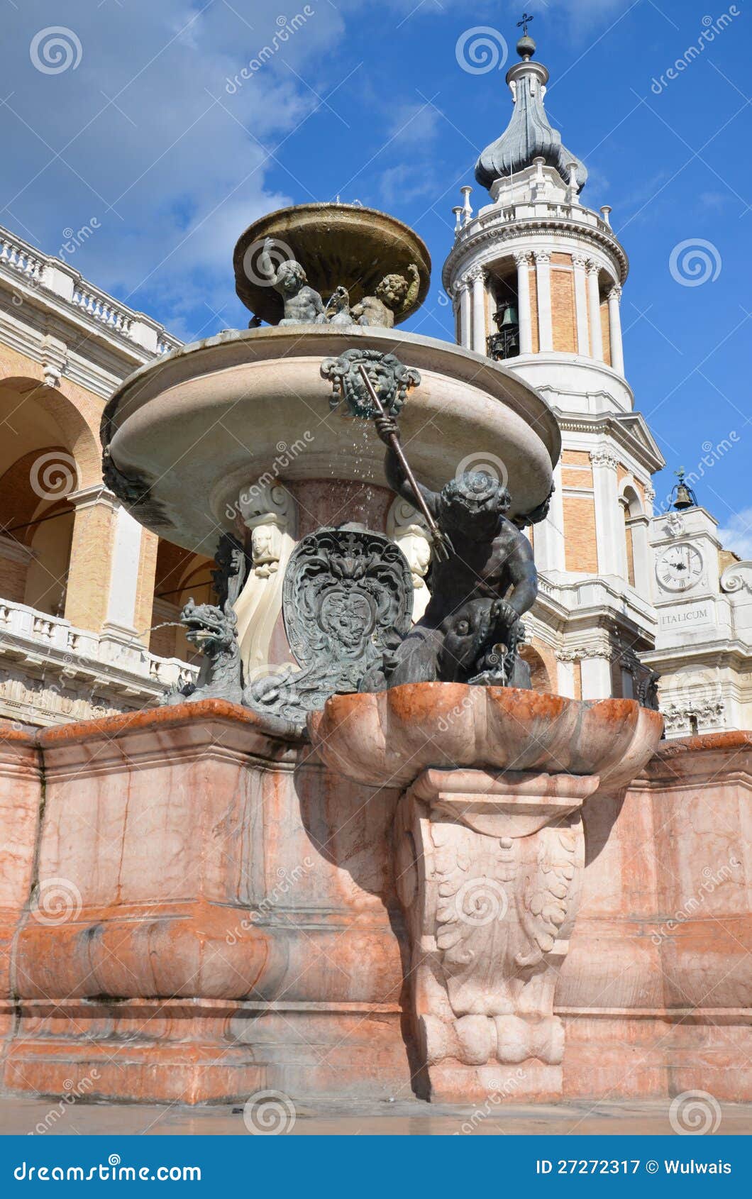 Fountain in the Main Square in Loreto-1 Stock Image - Image of memorial ...