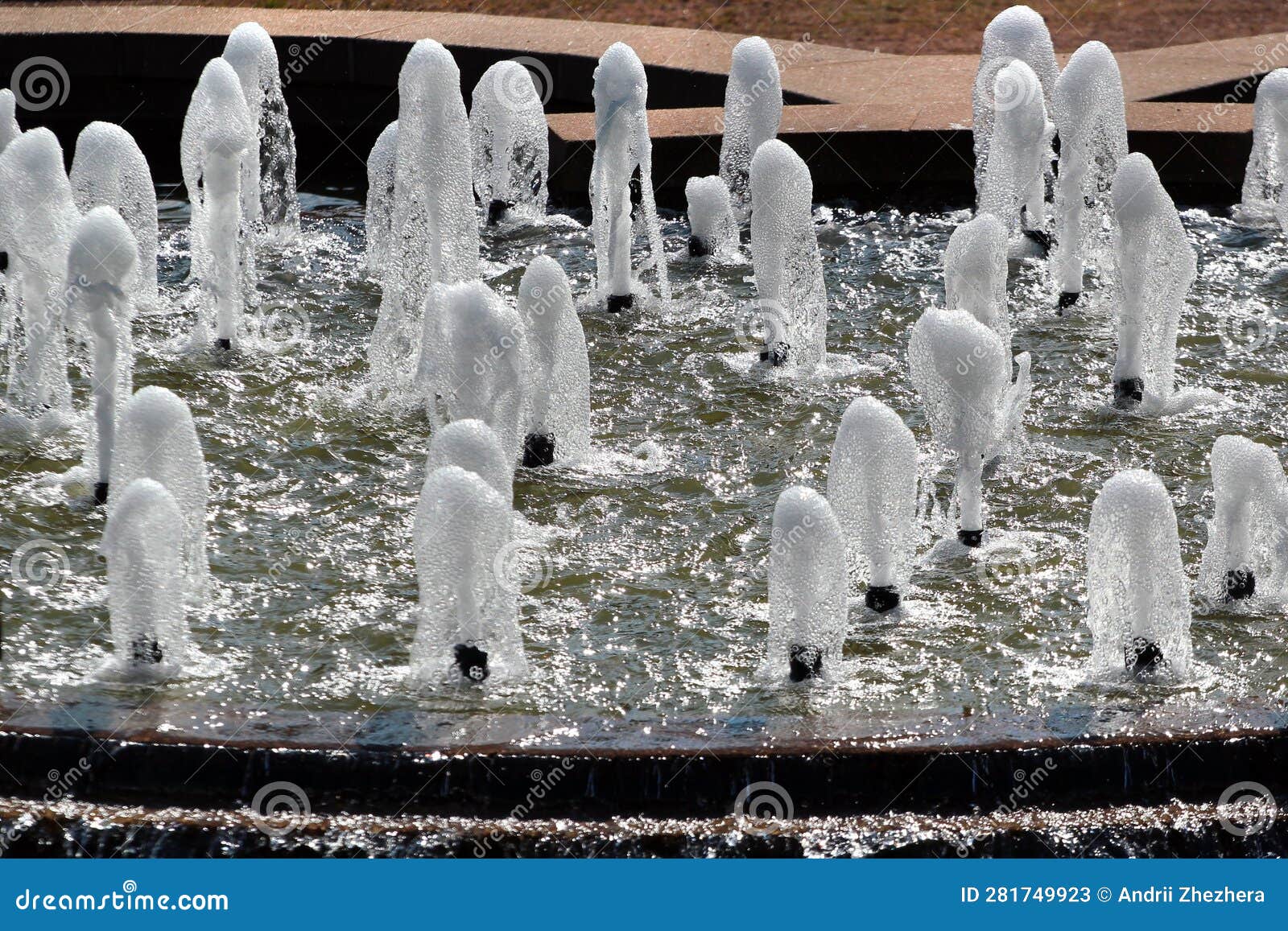 A Fountain with Many Sprinklers in a Park Stock Image - Image of upward ...