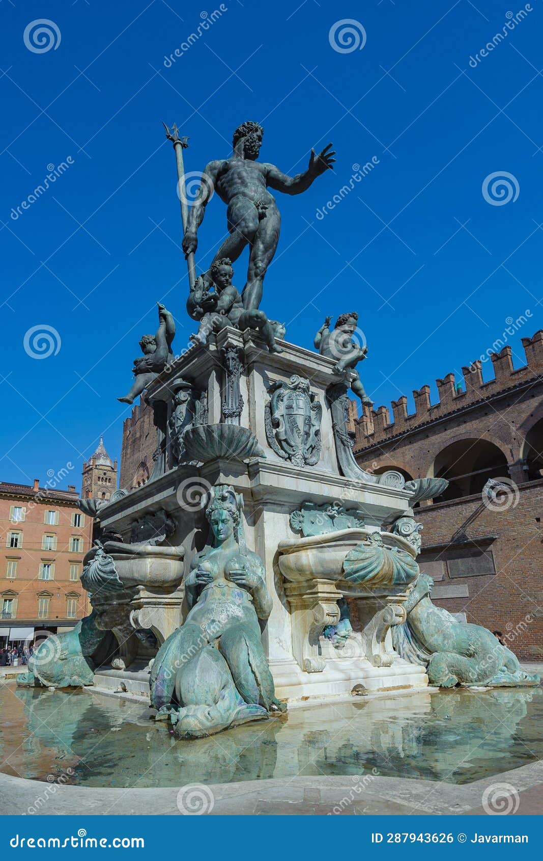 Fountain of Neptune in Bologna, Italy Stock Photo - Image of historic ...
