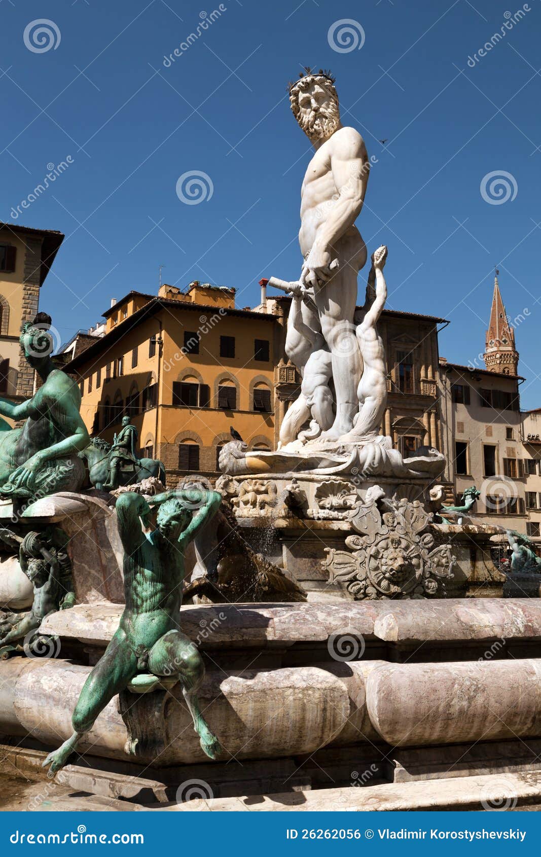 The Fountain of Neptune in Florence, Italy Stock Photo - Image of human ...