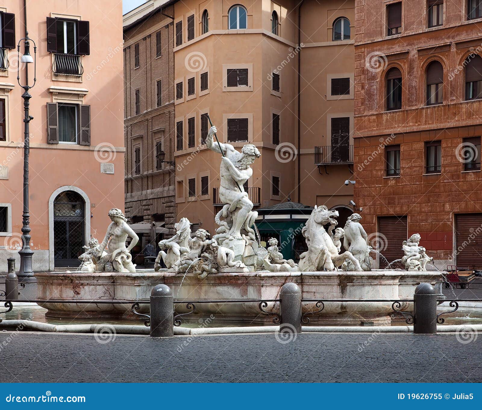 Fountain of the Neptune in Rome. Stock Image - Image of european, angel ...