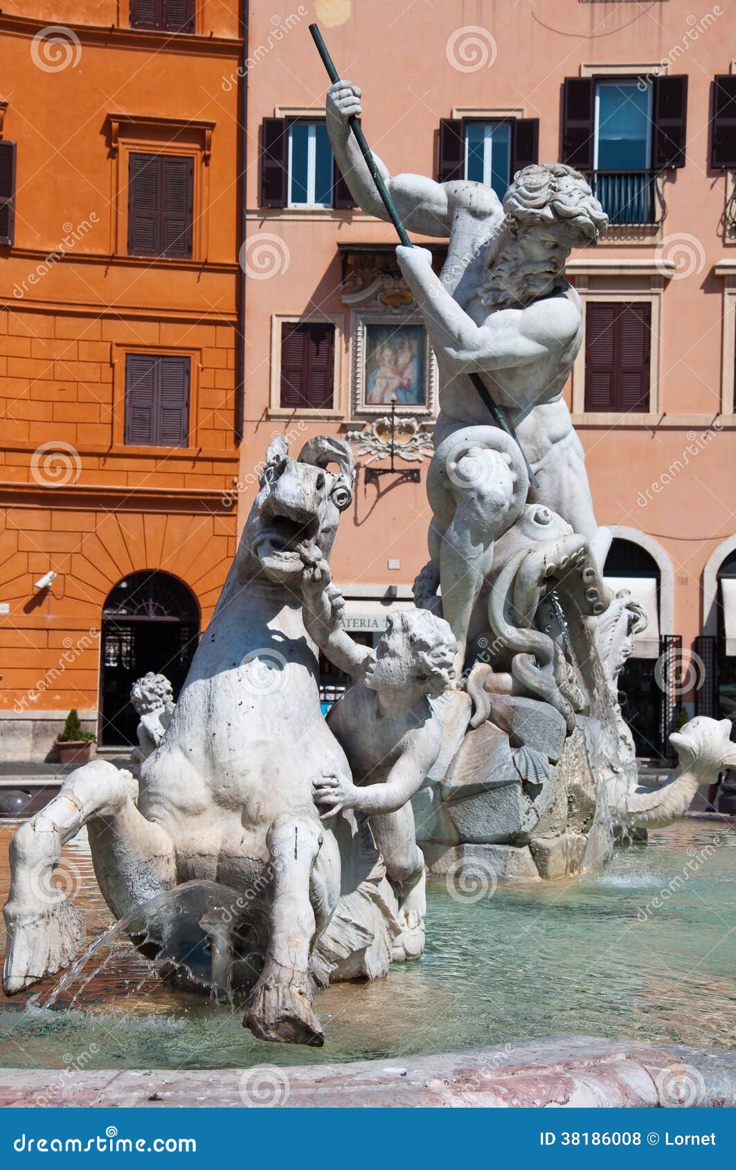 Fountain of Neptune in Rome, Italy. Stock Photo - Image of piazza ...