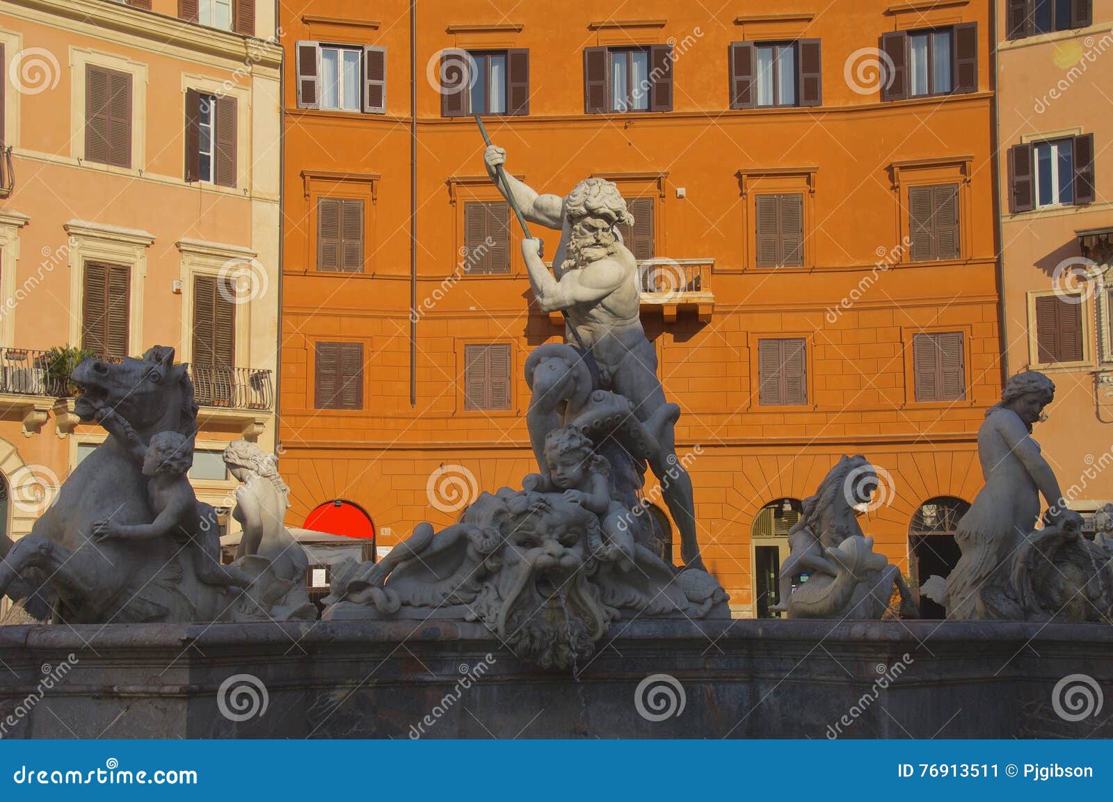 Fountain of Neptune Rome stock image. Image of fountain - 76913511
