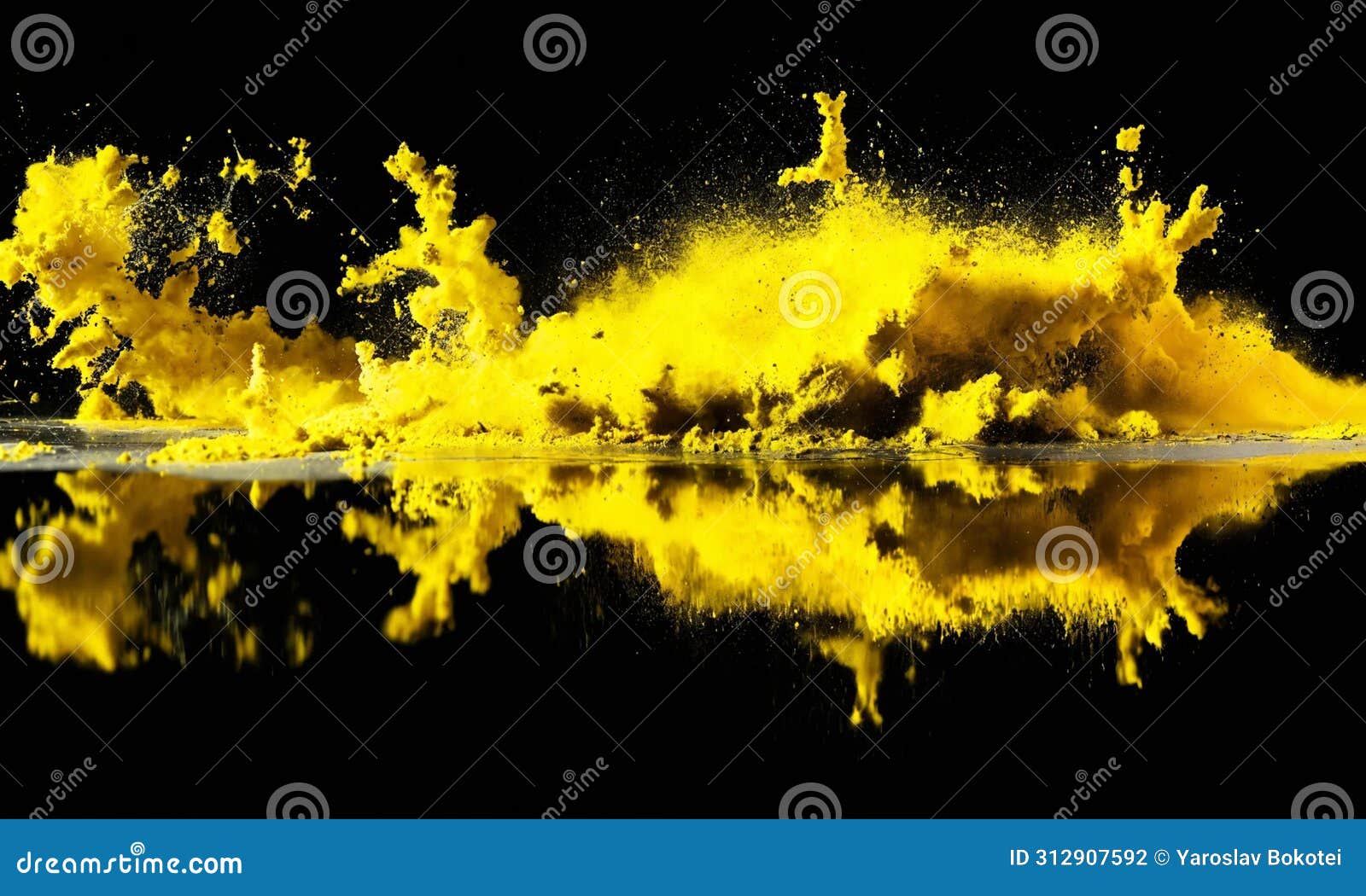 Fountain at Night. Abstract Yellow Powder Splash Design Stock ...