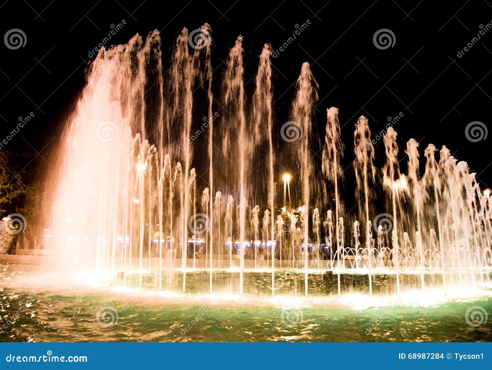Fountain in night city stock photo. Image of clear, dark - 68987284