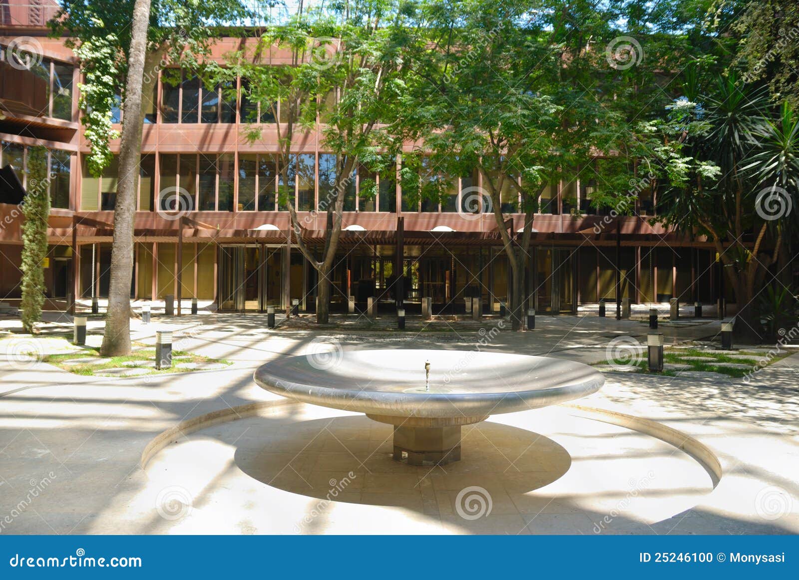 Fountain in Office Building Patio Stock Photo - Image of city, downtown ...