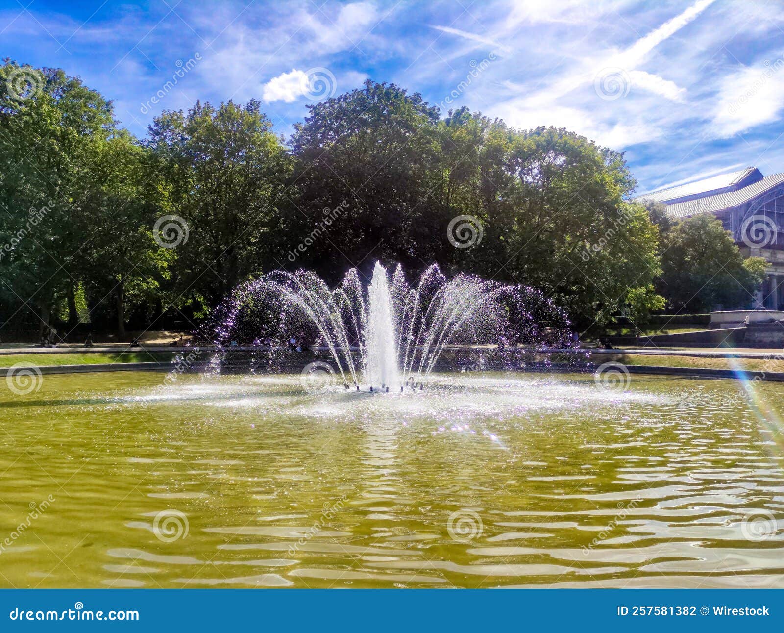 Fountain of Water in a Park Stock Photo - Image of urban, fountain ...