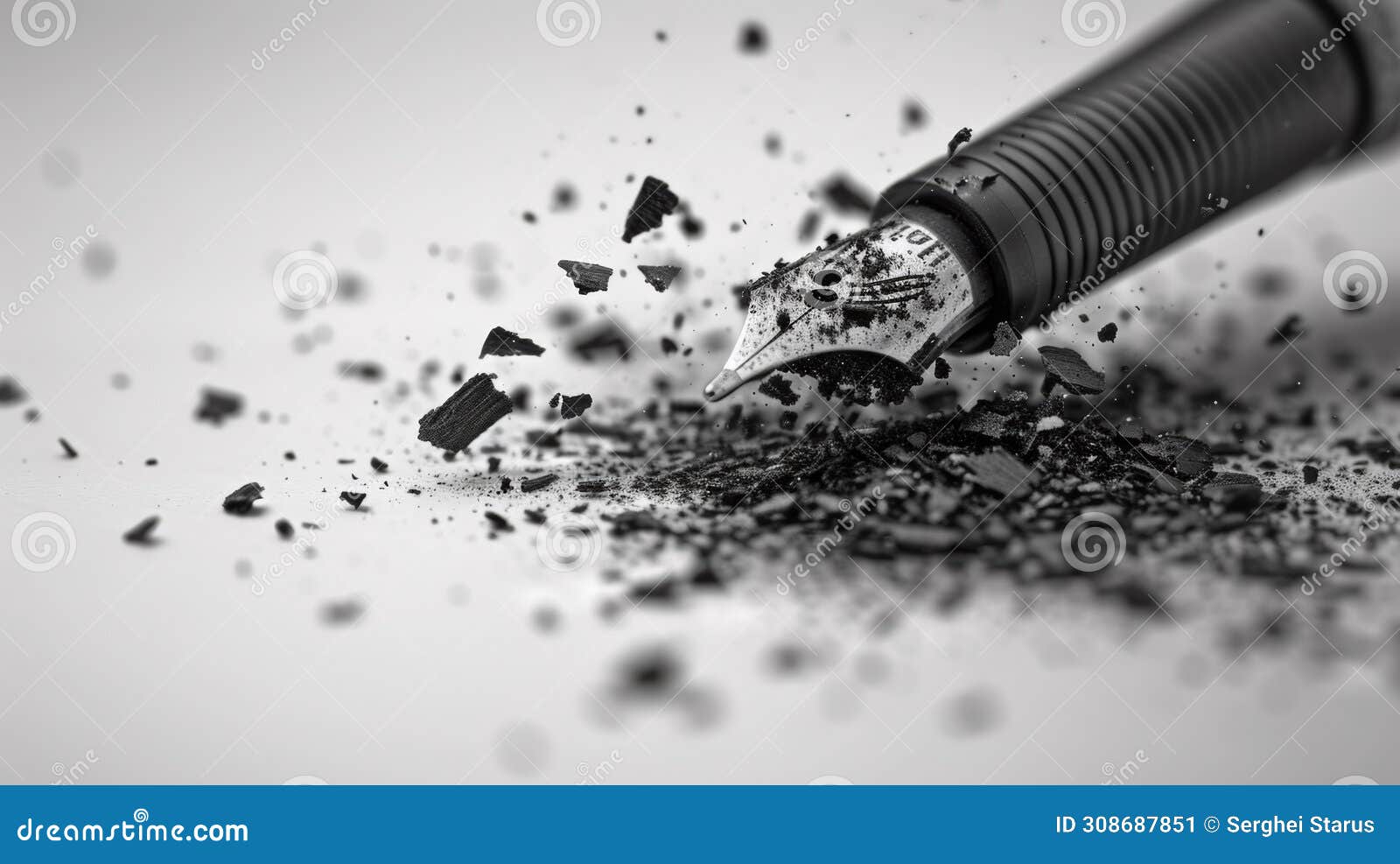 A Fountain Pen is Being Broken into Pieces by a Hammer, AI Stock Image ...