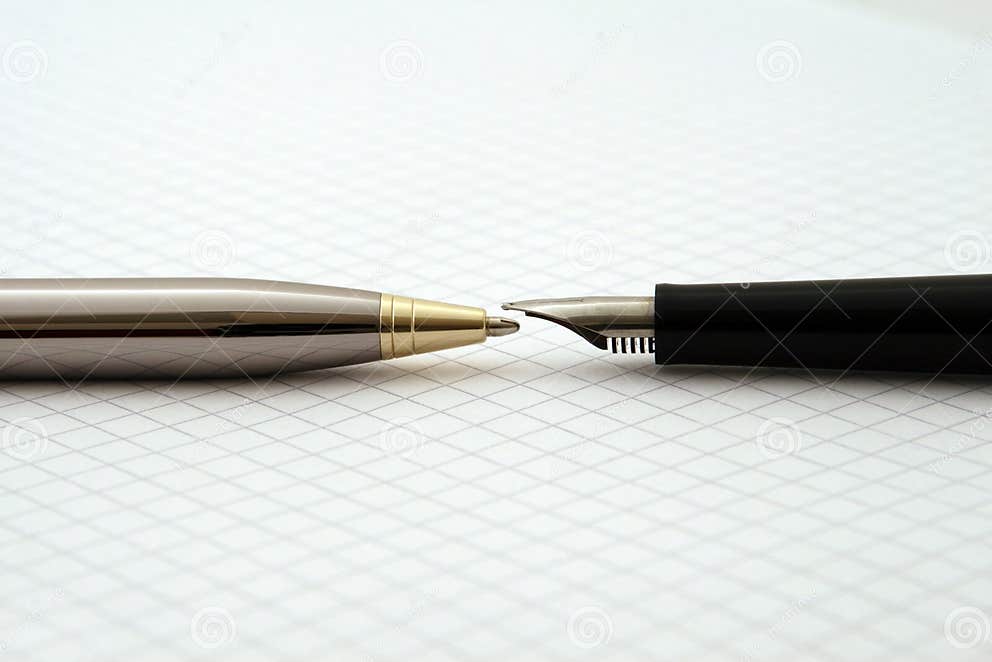 Fountain Pen and Biro on Maths Paper Stock Image - Image of mathematics ...