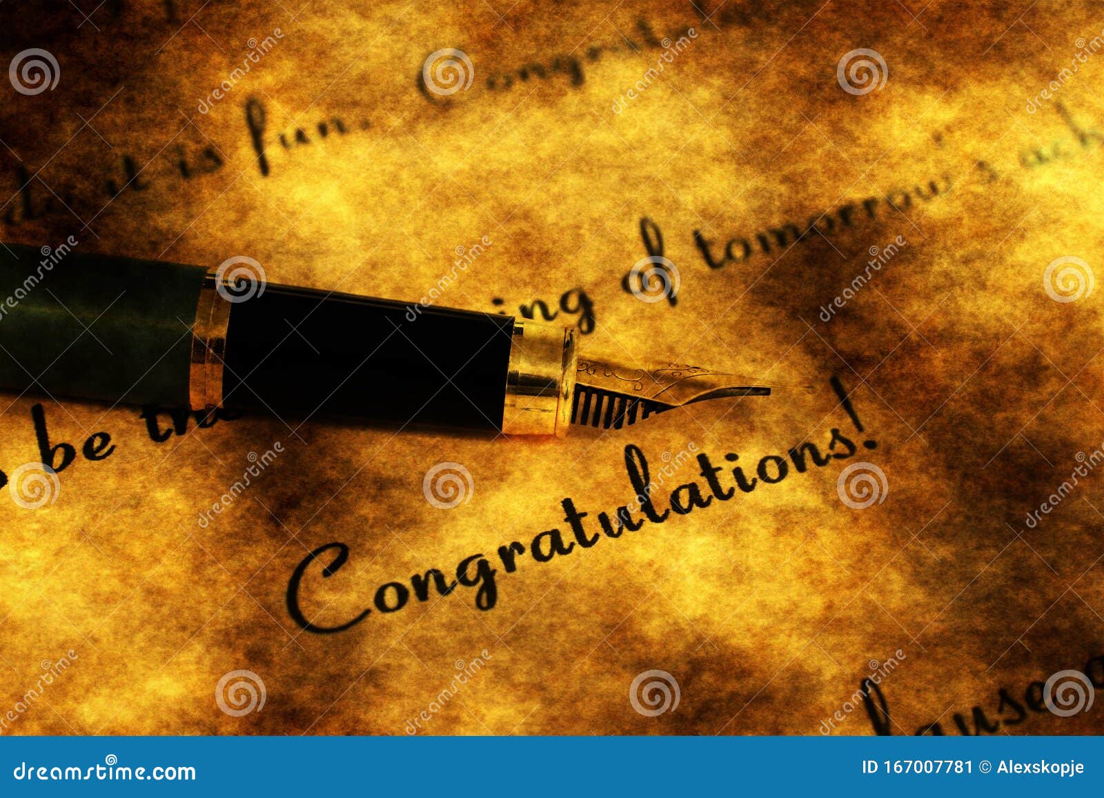 Fountain Pen on Congratulation Text Stock Image - Image of business ...