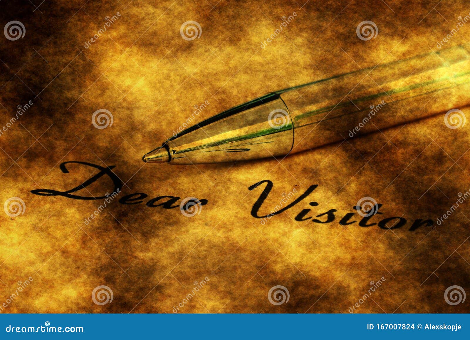 Fountain Pen on Dear Visitor Text Stock Photo - Image of capital, metal ...