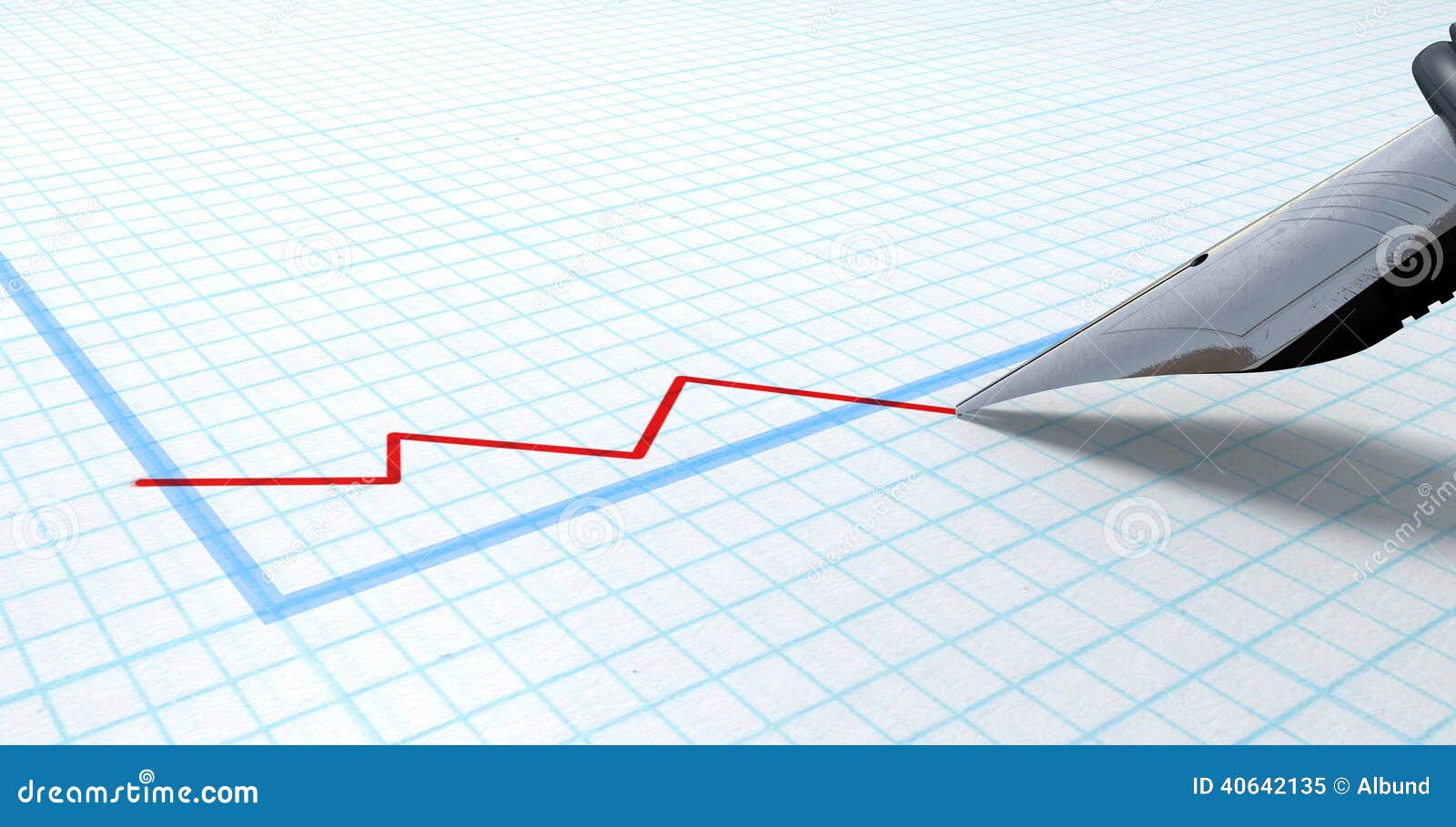 Fountain Pen Drawing Declining Graph Stock Image - Image of economic ...