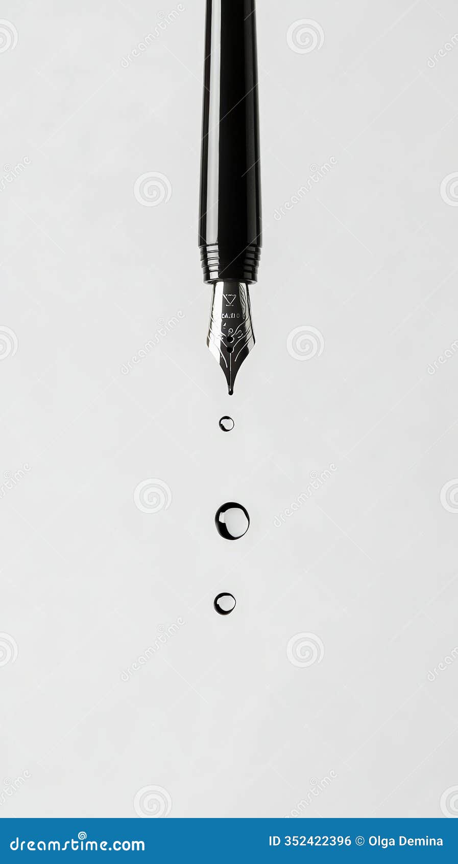 Fountain Pen Dripping Ink Drops on White Background Stock Photo - Image ...