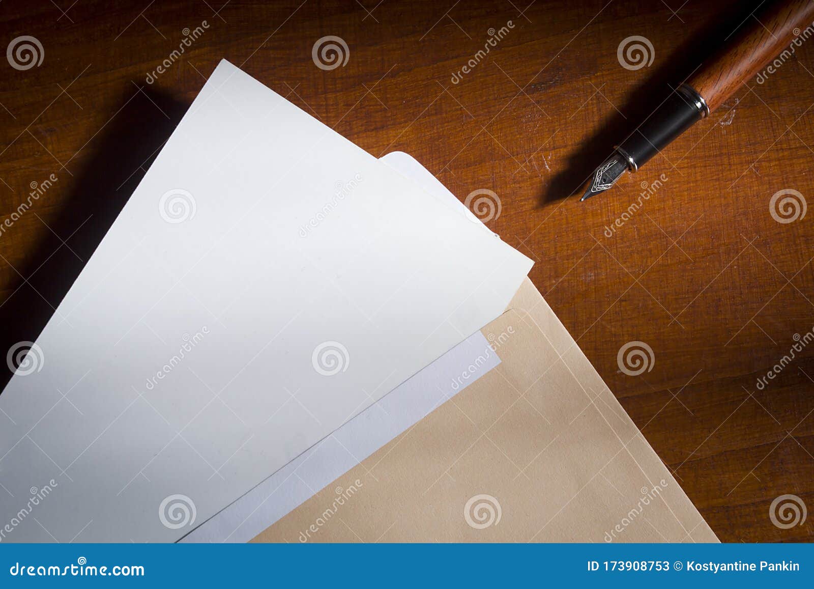 Fountain pen and envelope stock image. Image of addressee - 173908753