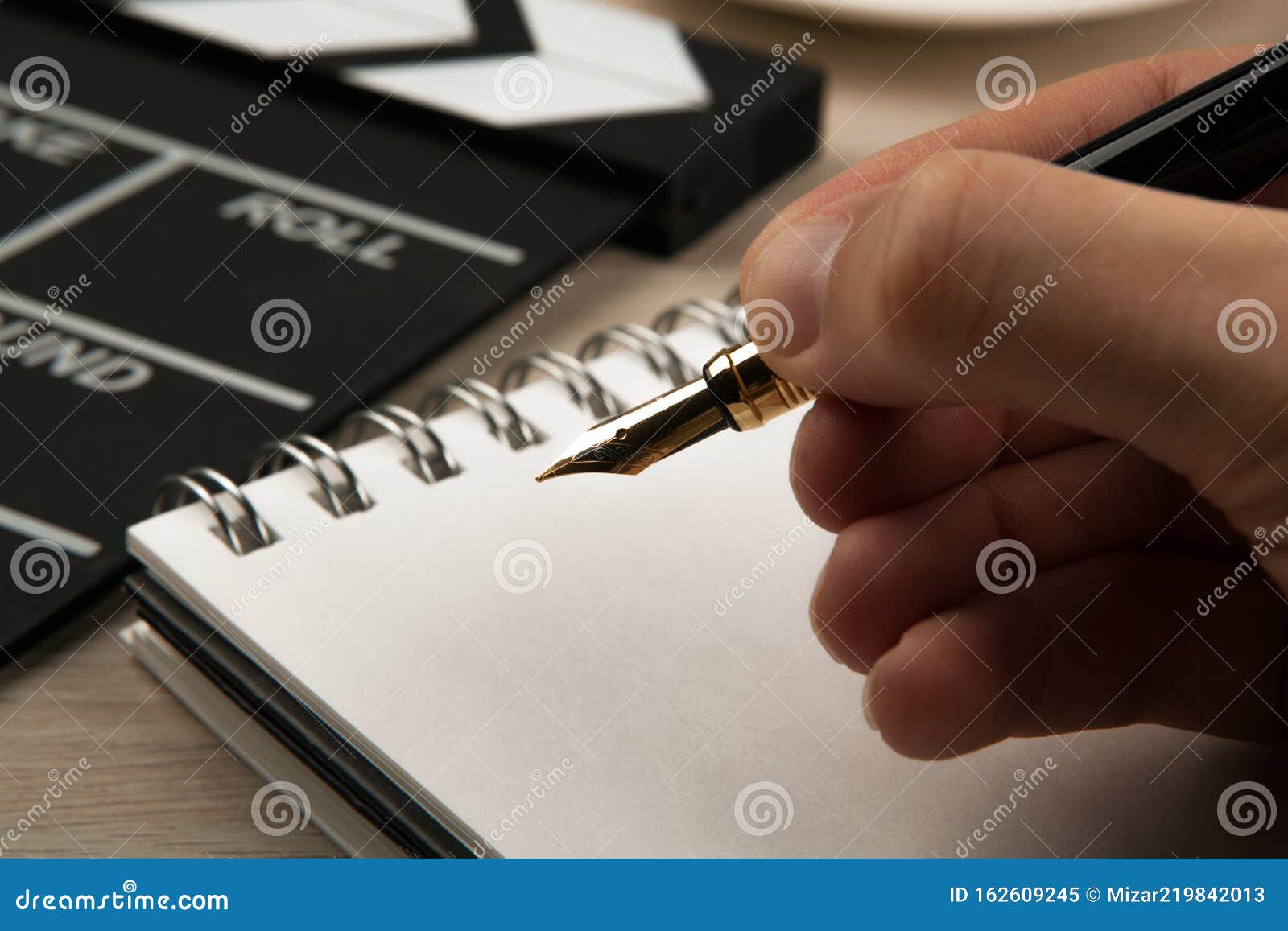 Fountain Pen in the Hands of a Screenwriter Stock Image - Image of form ...