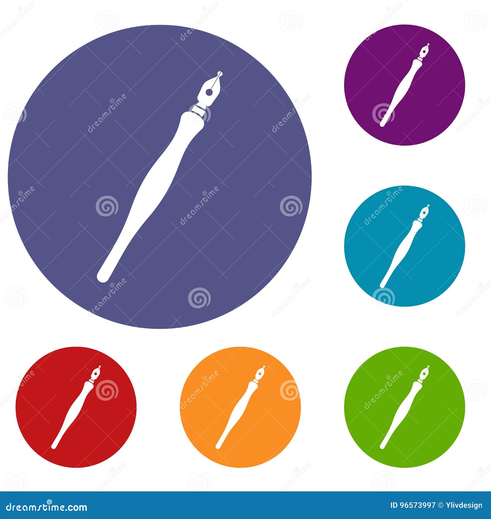 Fountain pen icons set stock vector. Illustration of gray - 96573997