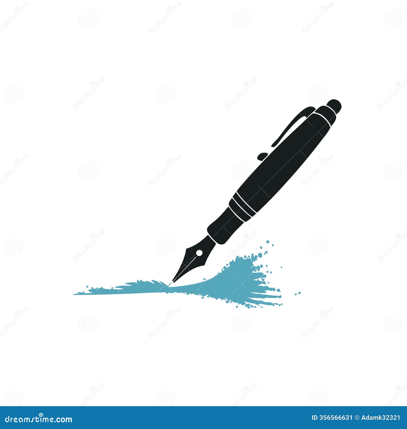 Minimalistic Fountain Pen Illustration With Graphic Black And White ...