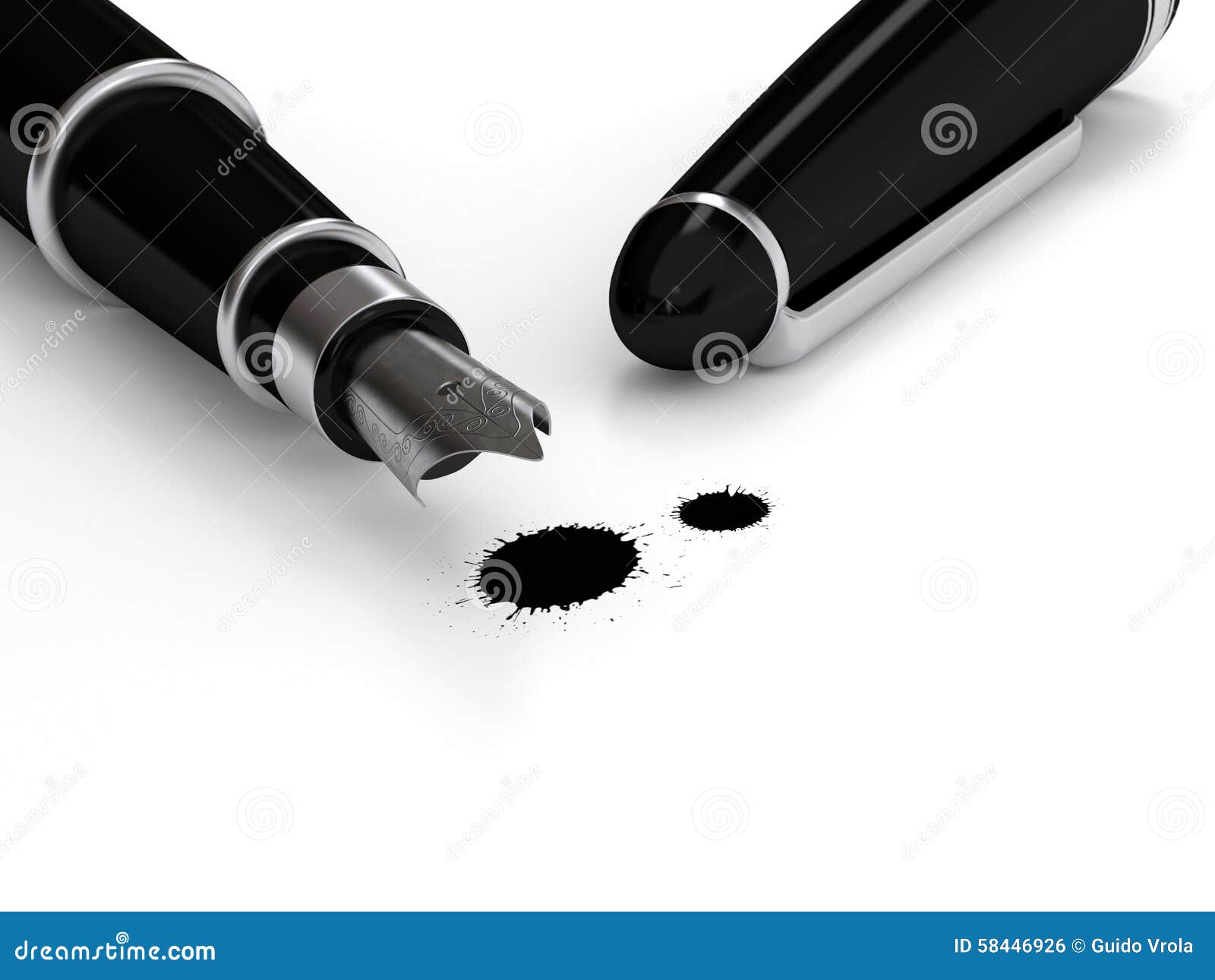 Fountain pen with ink drop stock illustration. Illustration of copy ...