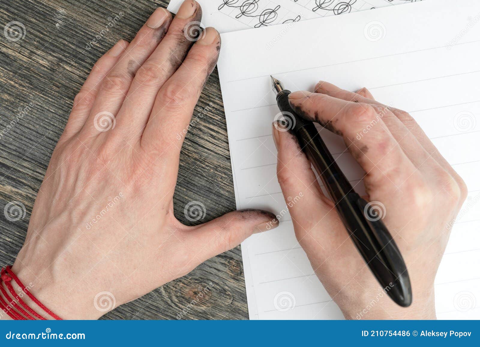 Fountain Pen in Ink-stained Hands Stock Photo - Image of calligrapher ...
